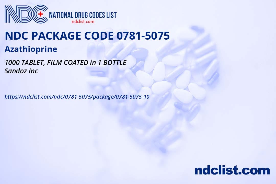 NDC Package 0781-5075-10 Azathioprine