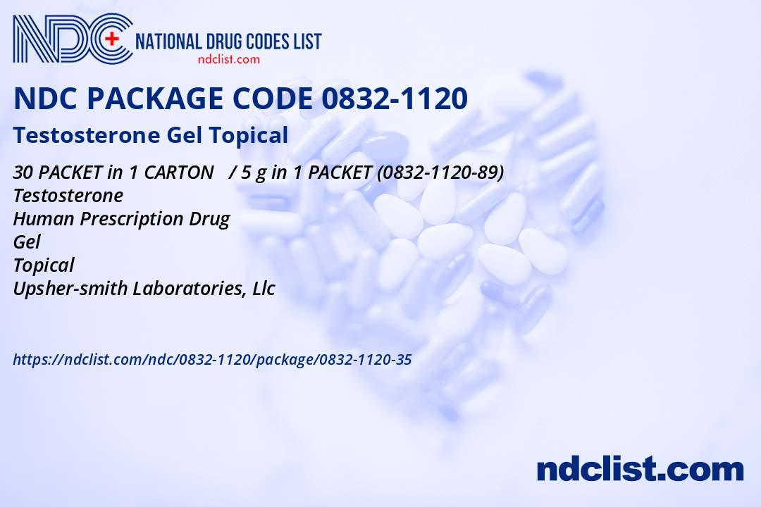 Testosterone Gel NDC Package 0832-1120-35