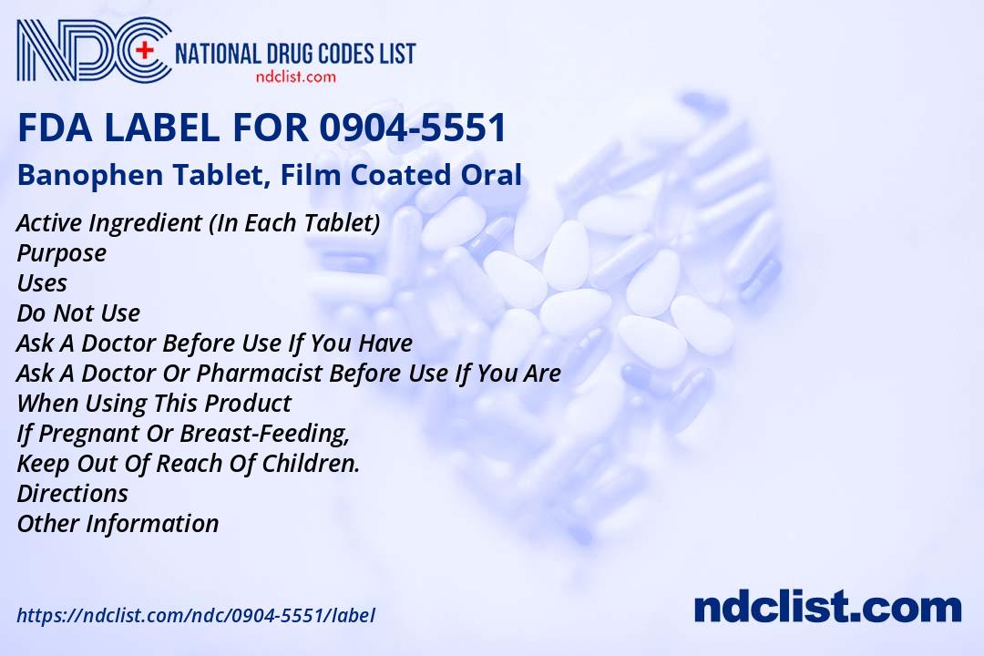 Banophen Tablet, Film Coated- FDA Label NDC0904-5551