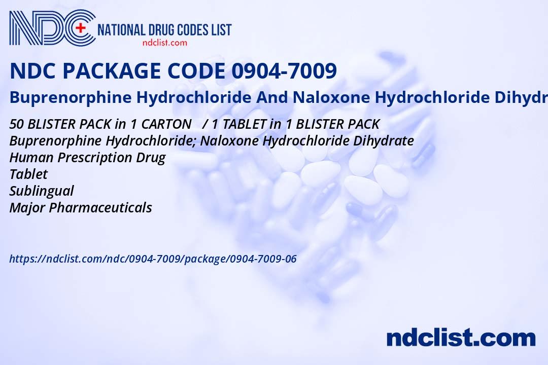 NDC Package 0904-7009-06 Buprenorphine Hydrochloride And Naloxone ...