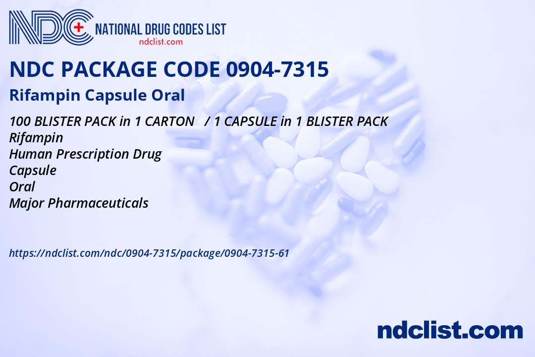 NDC Package 0904-7315-61 Rifampin Capsule Oral