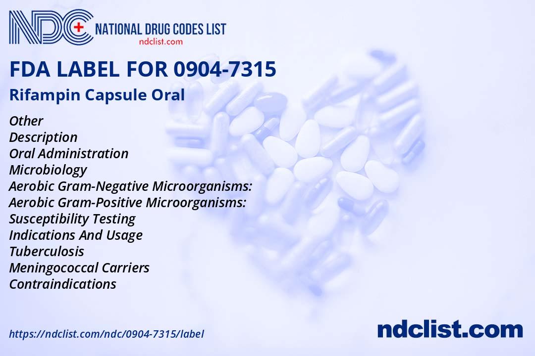 Rifampin Capsule FDA Label - NDC 0904-7315