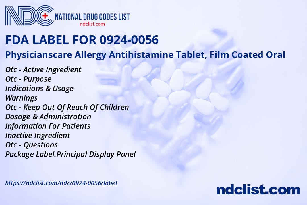 Physicianscare Allergy FDA Label - NDC 0924-0056