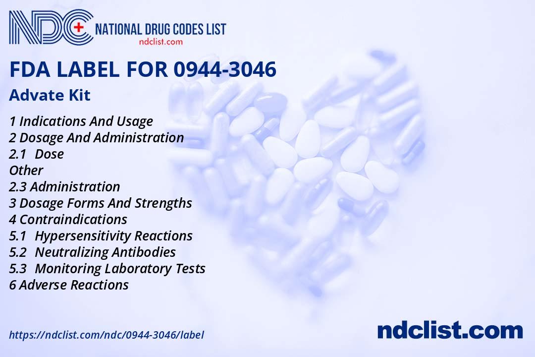 Advate Kit FDA Label - NDC 0944-3046