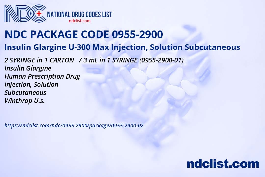 Insulin Glargine U-300 Max NDC Package 0955-2900-02