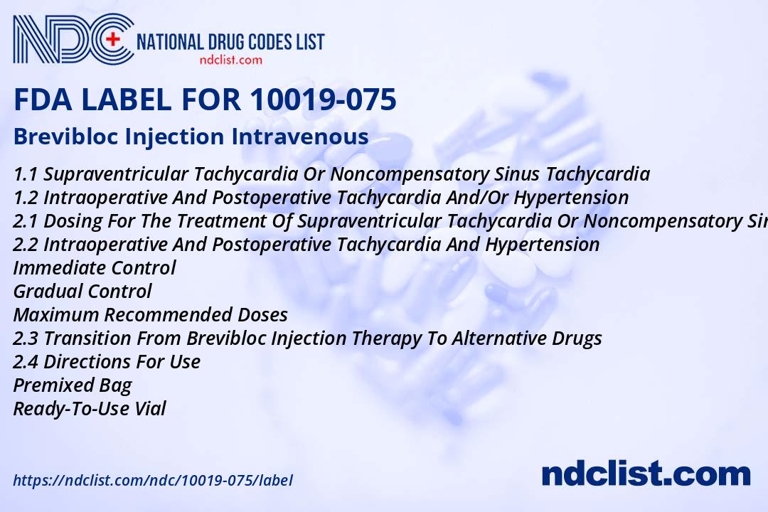 FDA Label for Brevibloc Injection Intravenous - Indications, Usage ...
