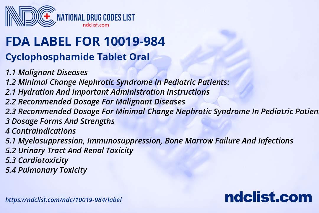 Cyclophosphamide Tablet- FDA Label NDC10019-984