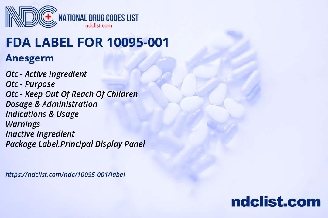 Anesgerm FDA Label - NDC 10095-001
