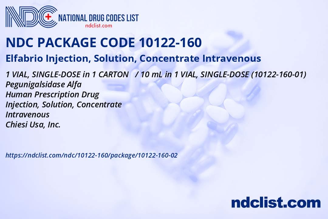 NDC Package 10122-160-02 Elfabrio Injection, Solution, Concentrate ...