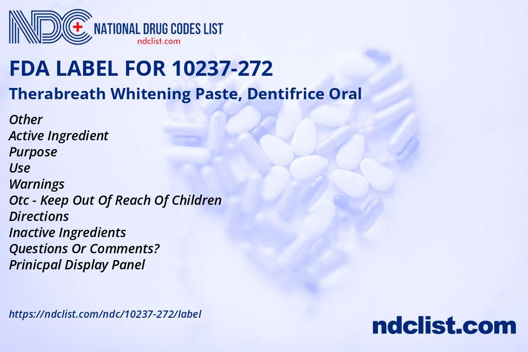Therabreath Paste, Dentifrice- FDA Label NDC10237-272