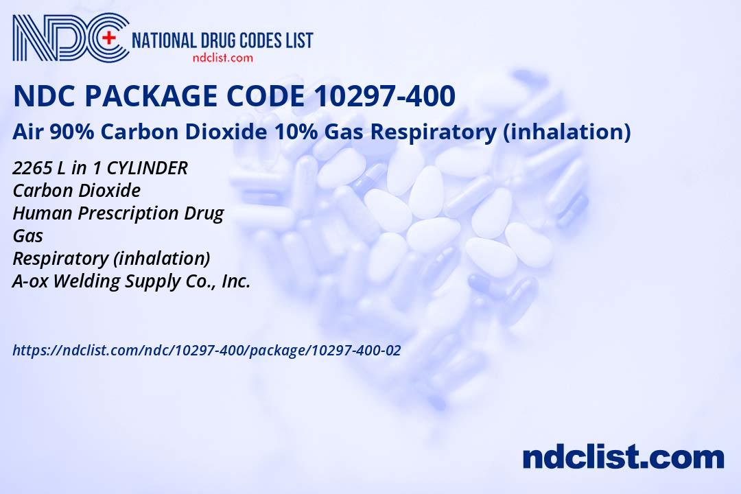 NDC Package 10297-400-02 Air 90% Carbon Dioxide 10% Gas Respiratory ...