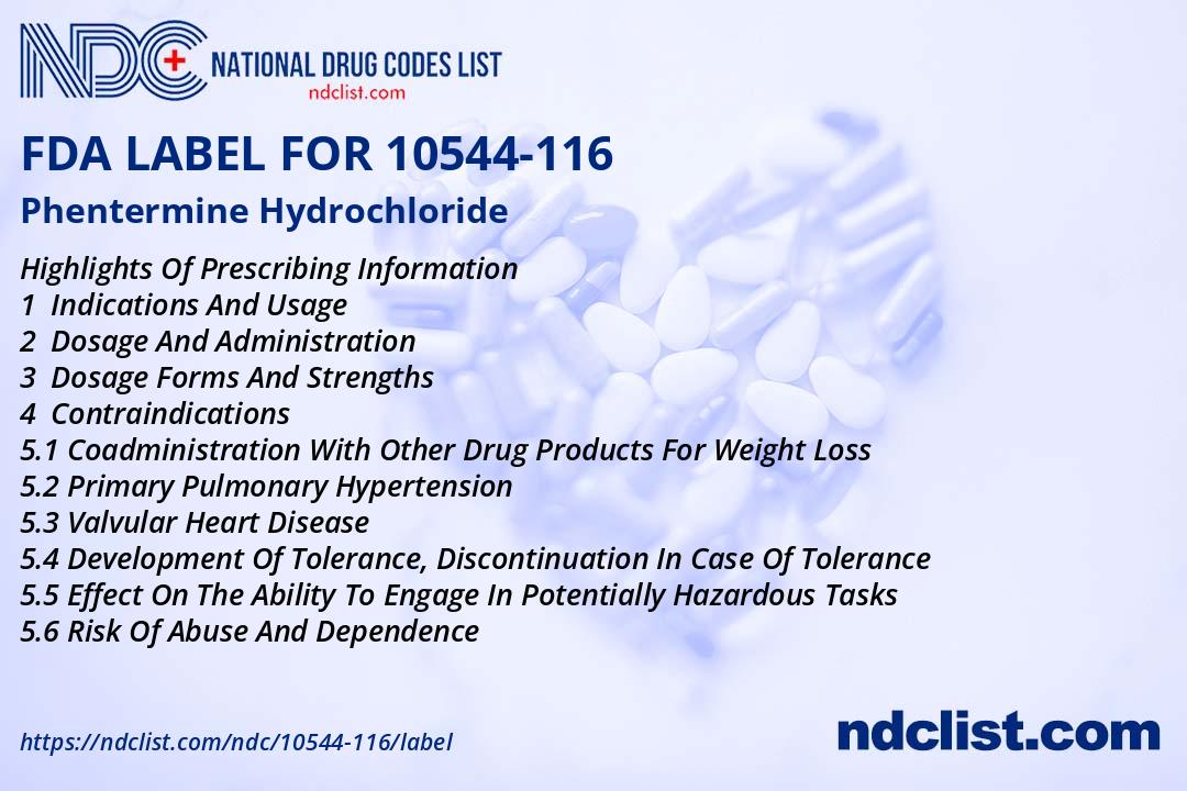 FDA Label for Phentermine Hydrochloride - Indications, Usage & Precautions