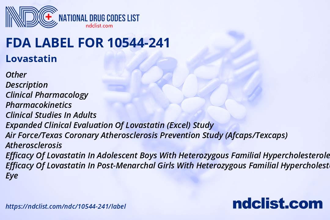 FDA Label for Lovastatin - Indications, Usage & Precautions