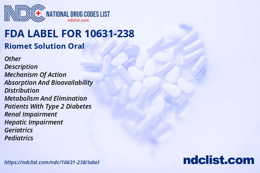 FDA Label for Riomet Solution Oral - Indications, Usage & Precautions