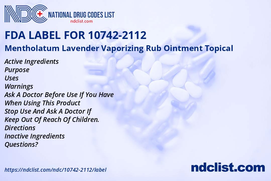FDA Label for Mentholatum Lavender Vaporizing Rub Ointment Topical ...
