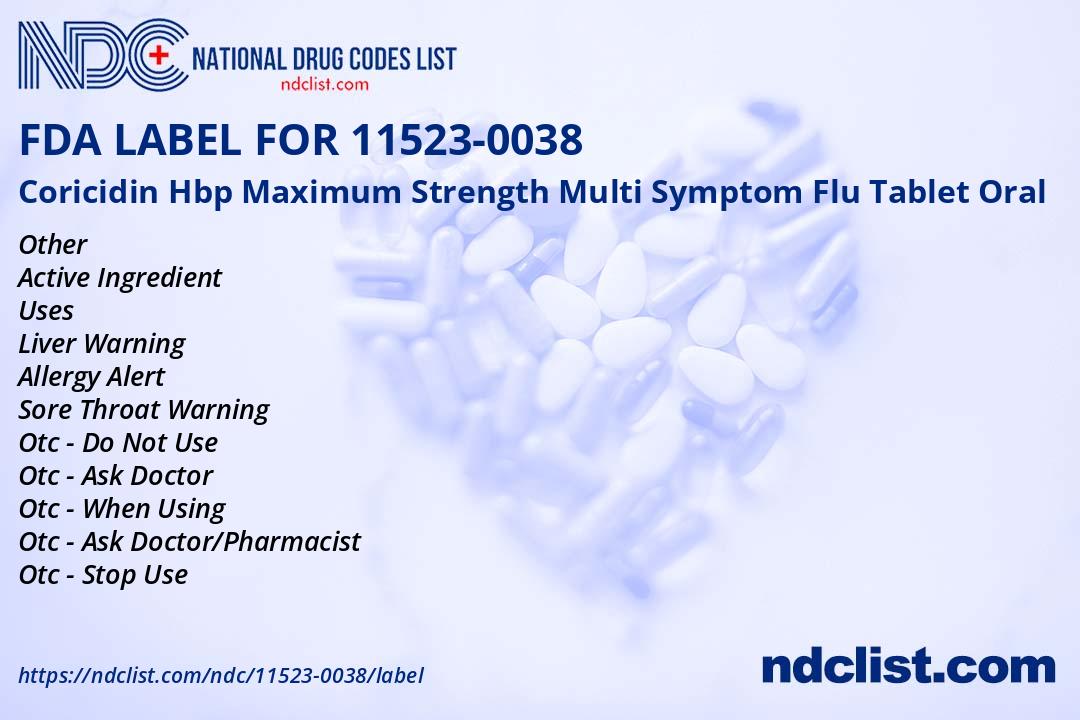 FDA Label for Coricidin Hbp Maximum Strength Multi Symptom Flu Tablet ...