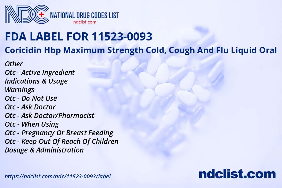 FDA Label for Coricidin Hbp Maximum Strength Cold, Cough And Flu ...
