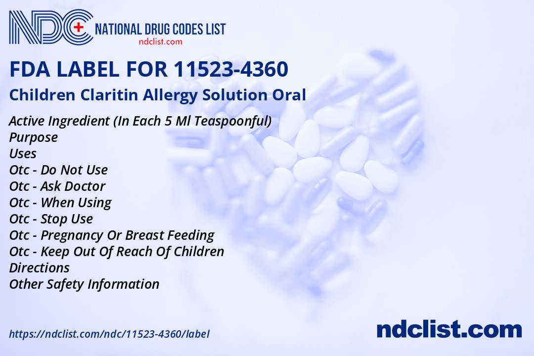 Children Claritin Solution- FDA Label NDC11523-4360
