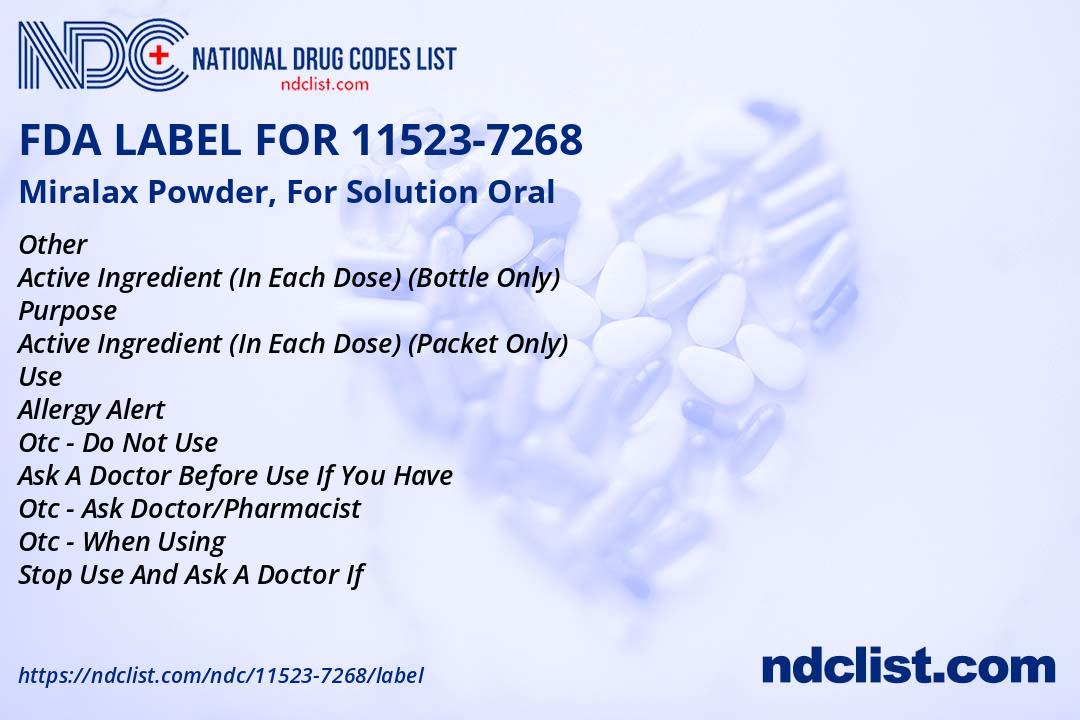 FDA Label for Miralax Powder, For Solution Oral - Indications, Usage & Precautions