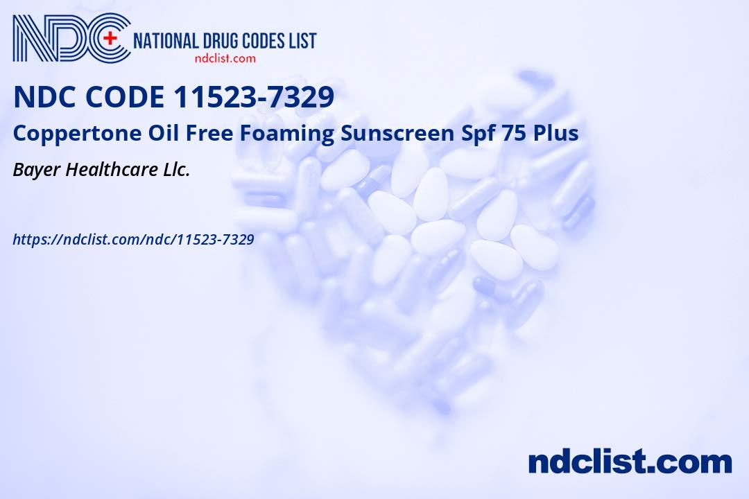 NDC 11523-7329 Coppertone Oil Free Foaming Sunscreen Spf 75 Plus