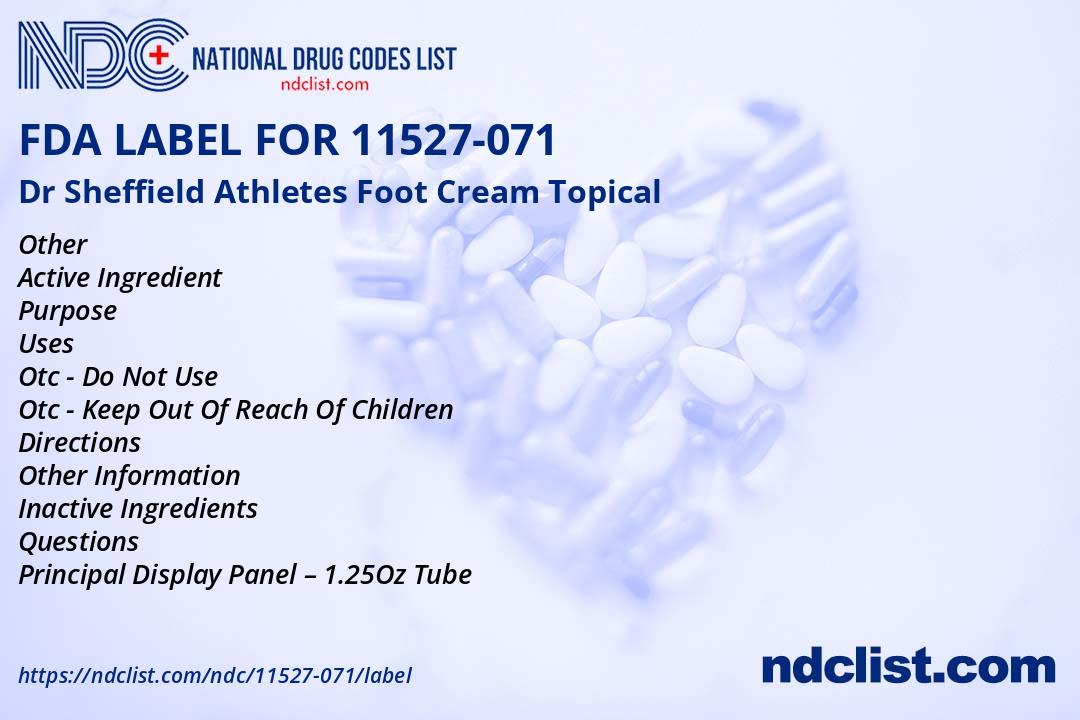 FDA Label for Dr Sheffield Athletes Foot Cream Topical - Indications ...