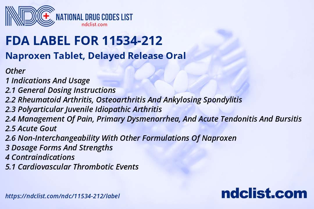 FDA Label for Naproxen Tablet, Delayed Release Oral - Indications ...