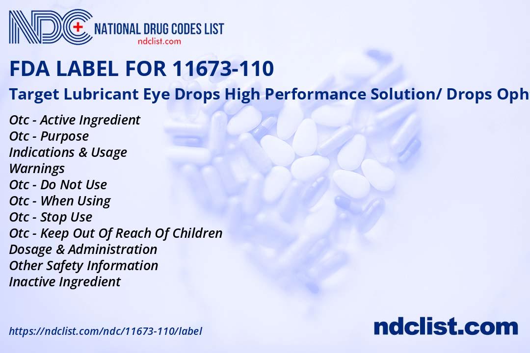 FDA Label for Target Lubricant Eye Drops High Performance Solution ...