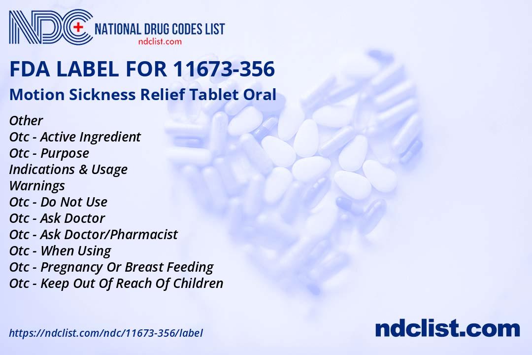 FDA Label for Motion Sickness Relief Tablet Oral - Indications, Usage ...
