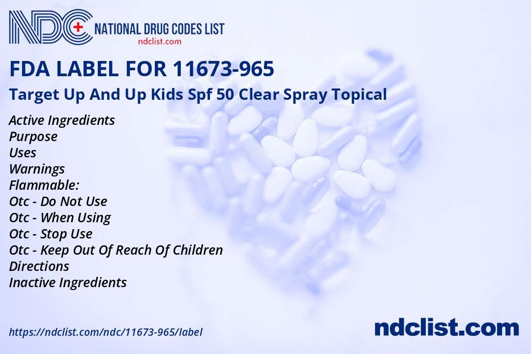 FDA Label for Target Up And Up Kids Spf 50 Clear - Indications, Usage ...