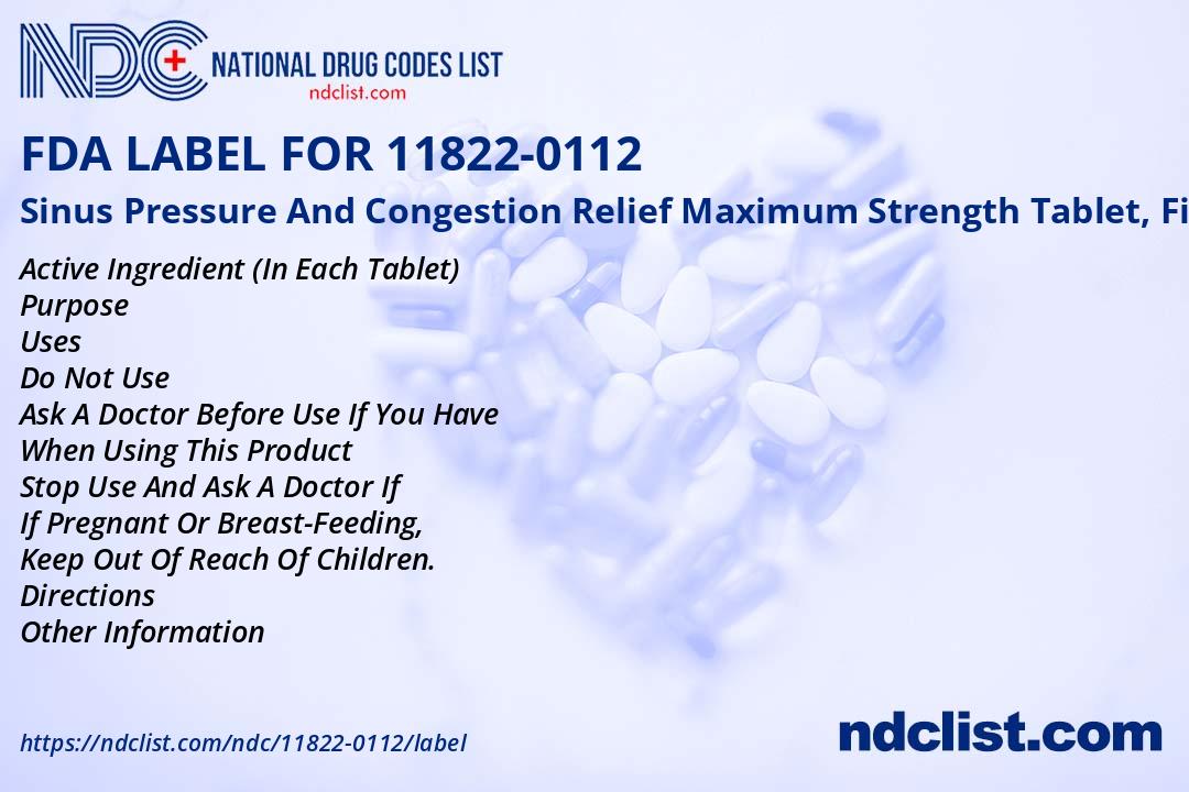 FDA Label for Sinus Pressure And Congestion Relief Maximum Strength ...