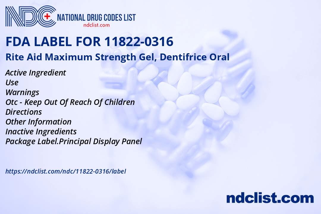 Rite Aid Gel, Dentifrice FDA Label - NDC 11822-0316