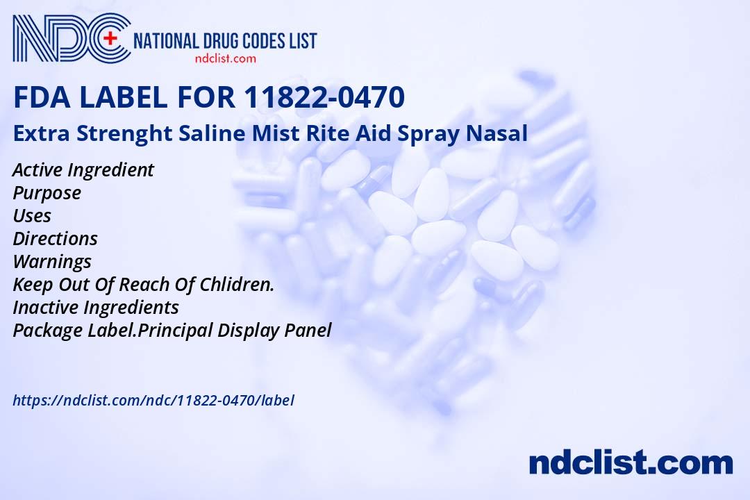 FDA Label for Extra Strenght Saline Mist Rite Aid Spray Nasal ...