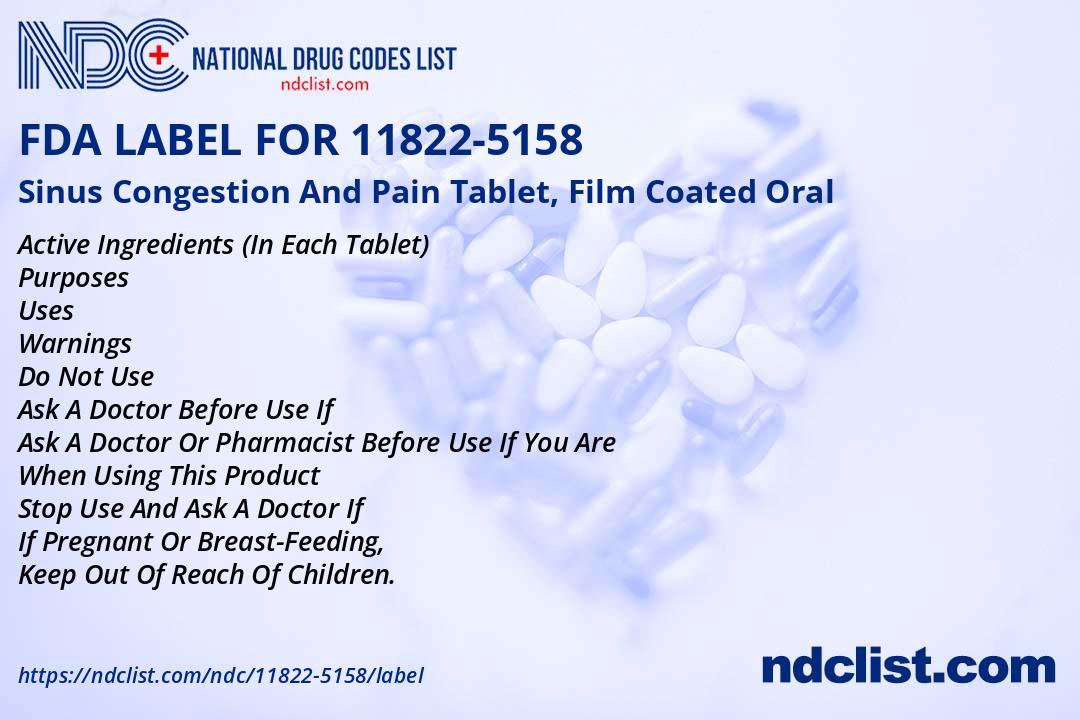 FDA Label for Sinus Congestion And Pain Tablet, Film Coated Oral ...