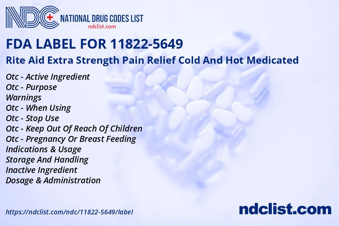 FDA Label for Rite Aid Extra Strength Pain Relief Cold And Hot ...
