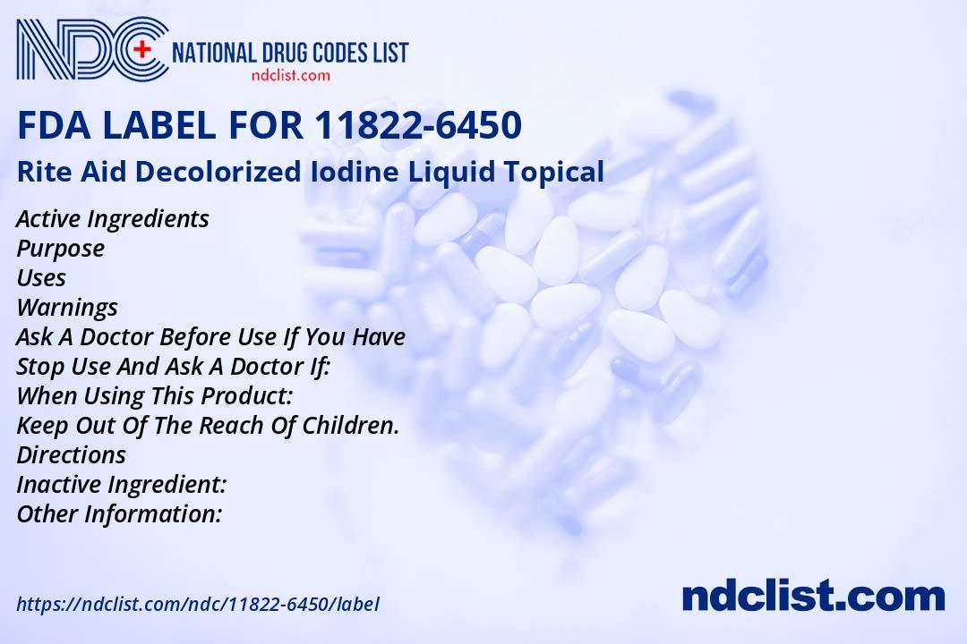 Rite Aid Decolorized Iodine Liquid- FDA Label NDC11822-6450