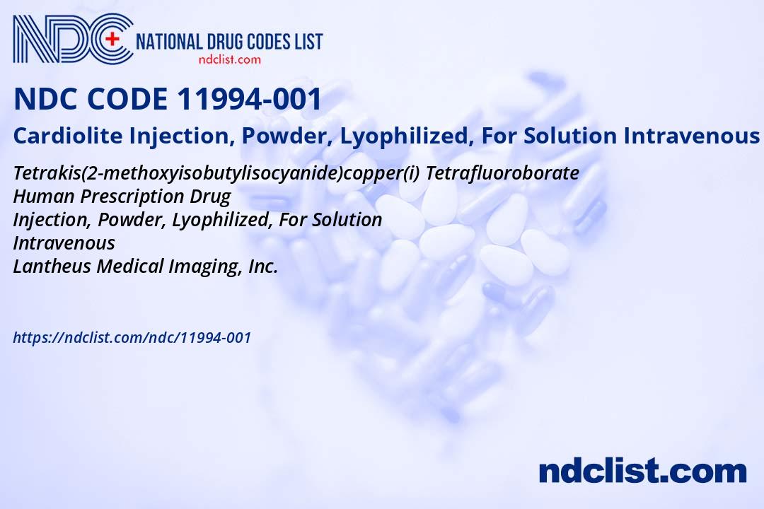 NDC 11994-001 Cardiolite Injection, Powder, Lyophilized, For Solution ...