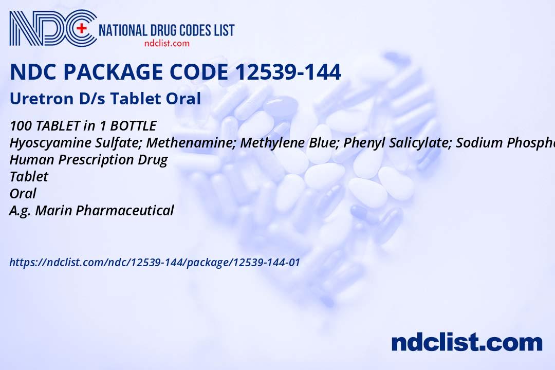 NDC Package 12539-144-01 Uretron D/s Tablet Oral