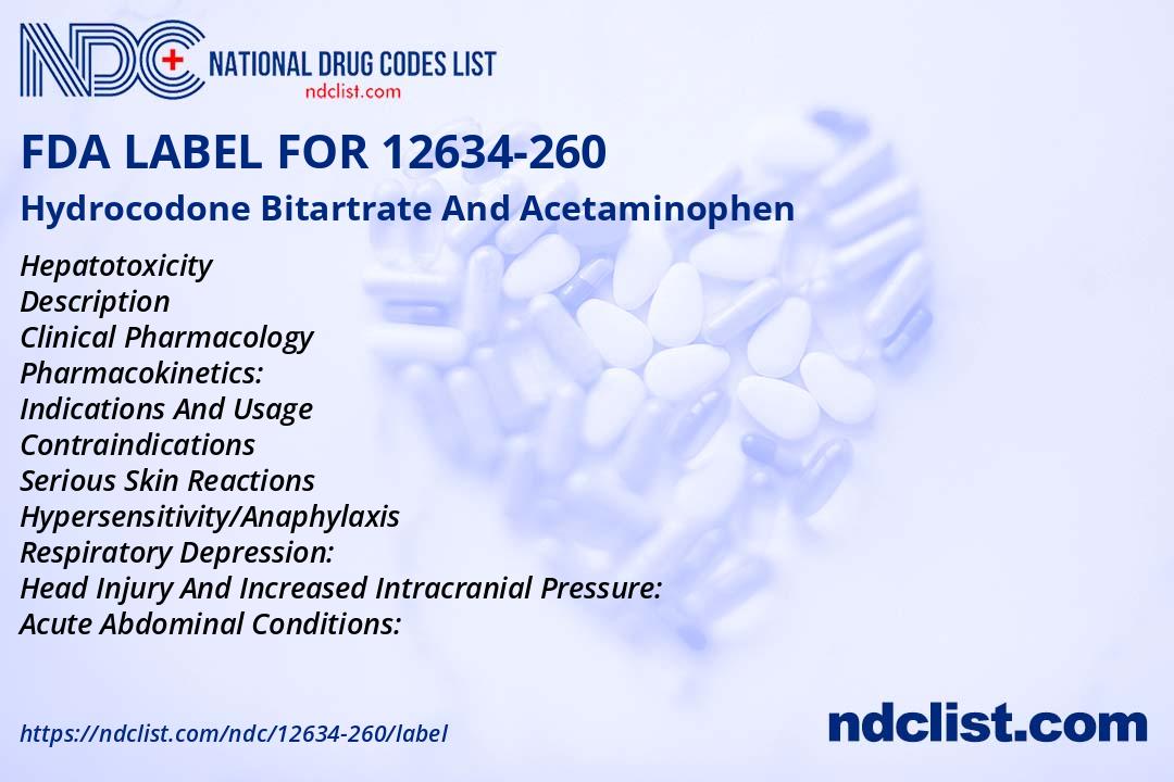 Hydrocodone Bitartrate And Acetam- FDA Label NDC12634-260