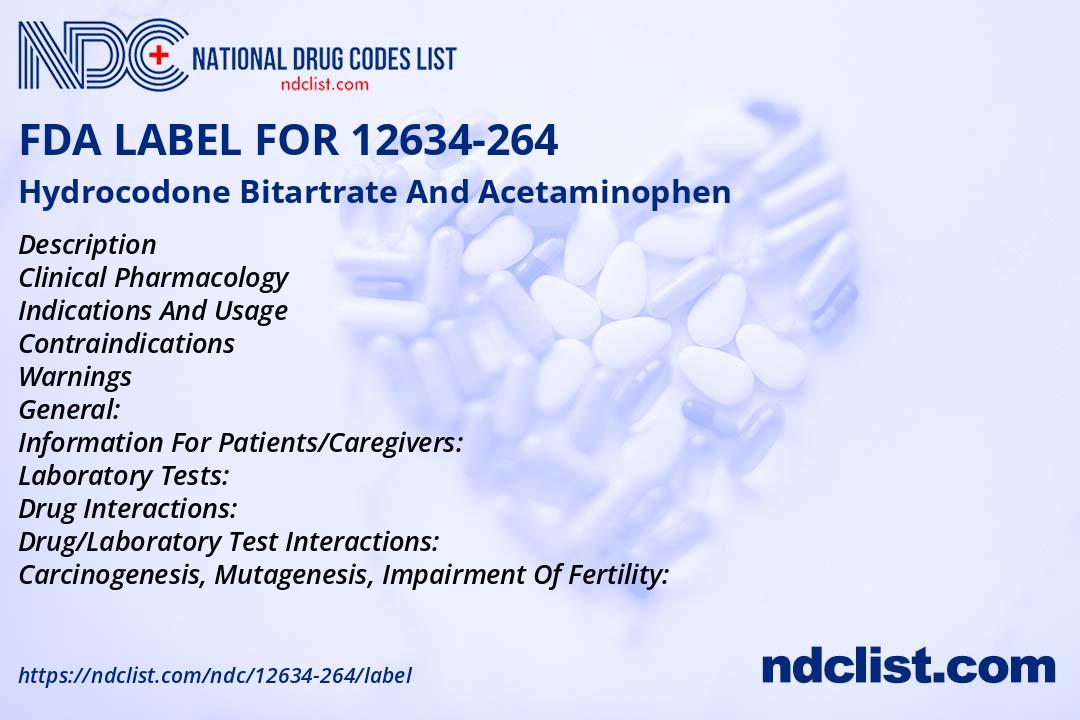 Hydrocodone Bitartrate And Ace FDA Label - NDC 12634-264