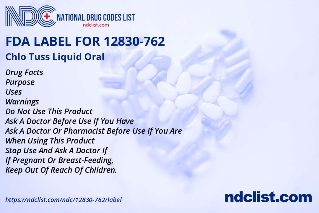 FDA Label for Chlo Tuss Liquid Oral - Indications, Usage & Precautions