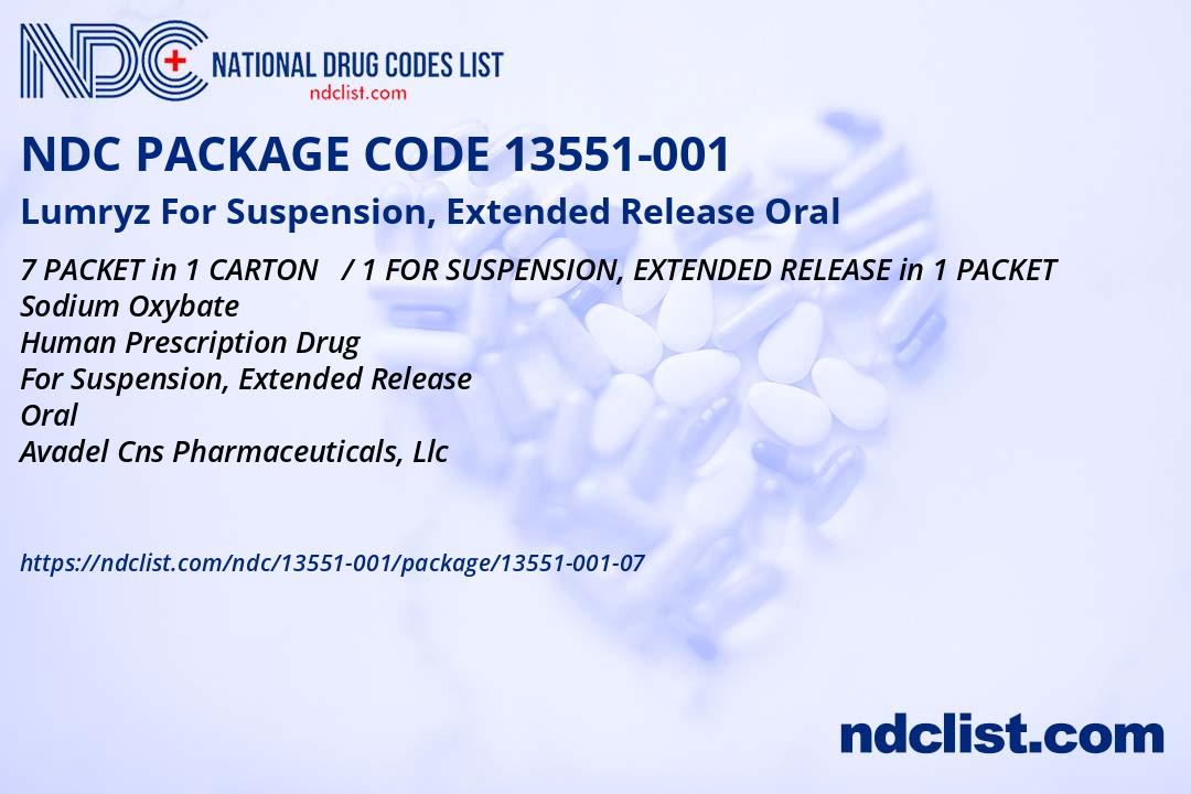 Lumryz For Suspension, Extended Release- NDC13551-001-07