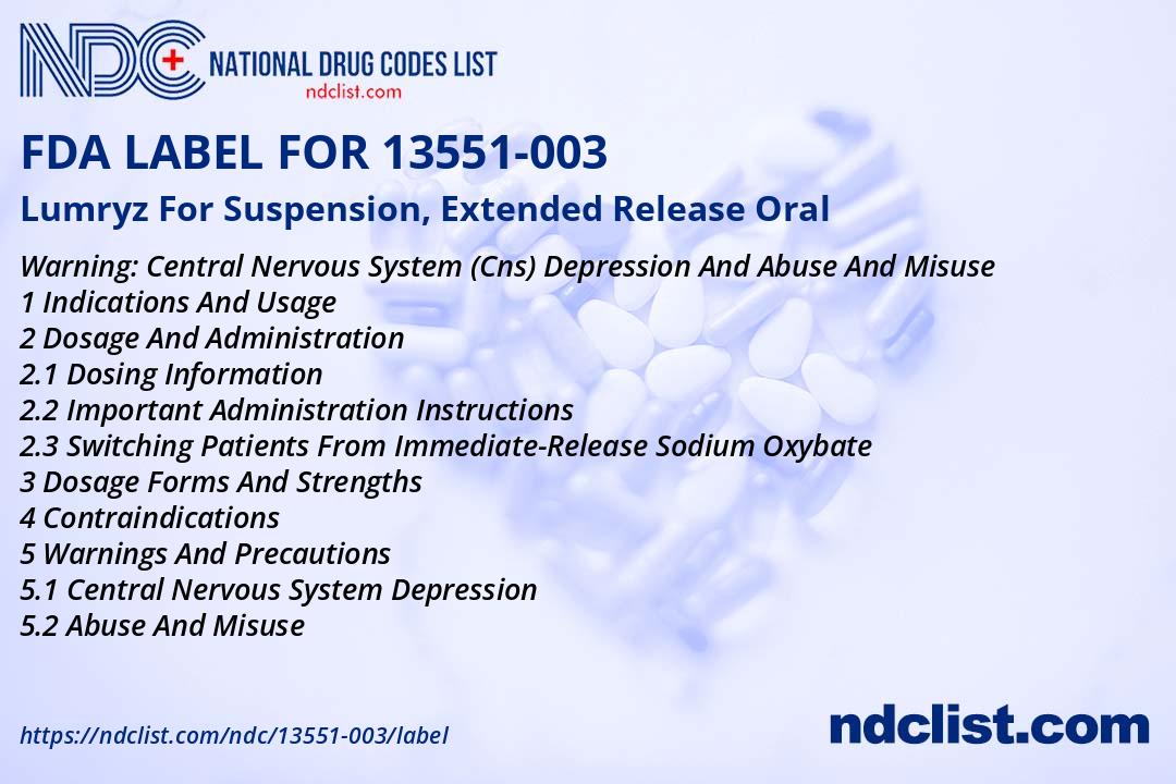 FDA Label for Lumryz For Suspension, Extended Release Oral ...
