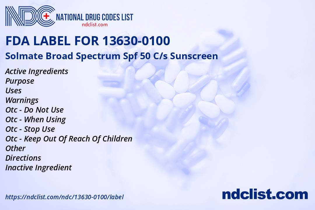 FDA Label for Solmate Broad Spectrum Spf 50 C/s Sunscreen - Indications ...