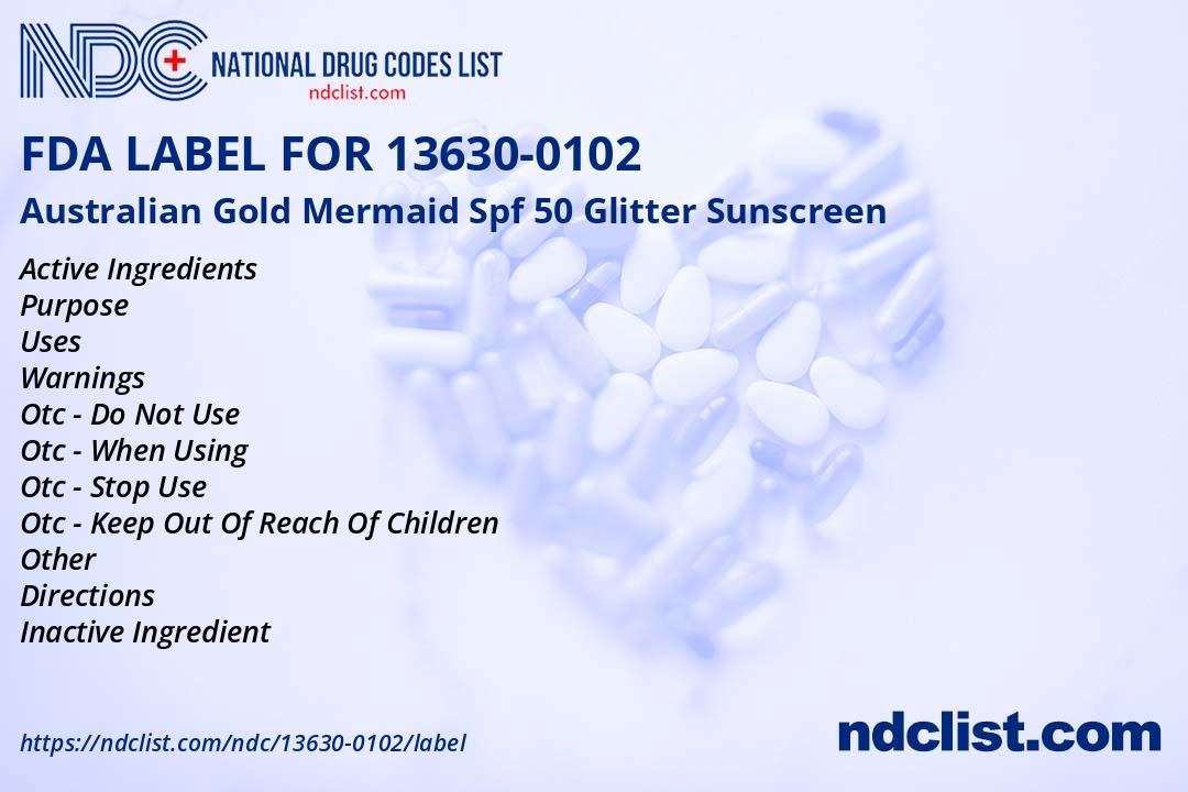 FDA Label for Australian Gold Mermaid Spf 50 Glitter Sunscreen ...