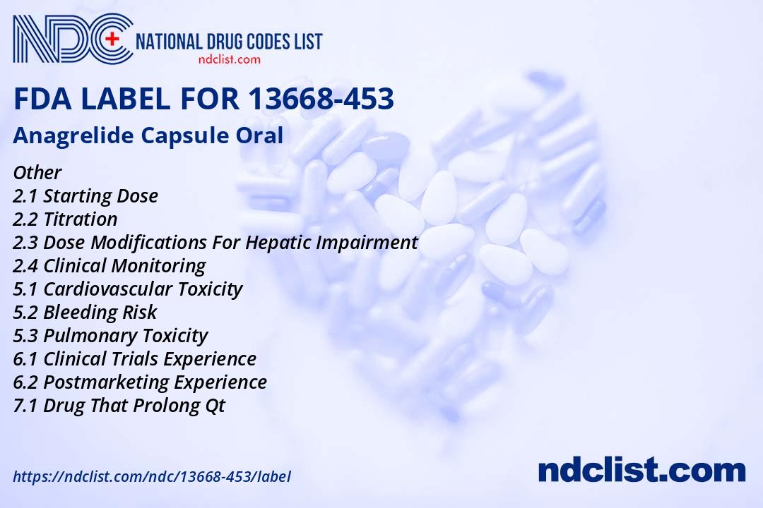 FDA Label for Anagrelide Capsule Oral - Indications, Usage & Precautions