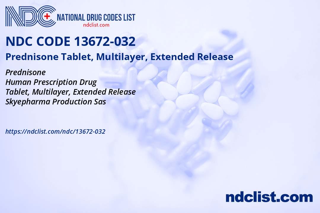 NDC 13672-032 Prednisone Tablet, Multilayer, Extended Release