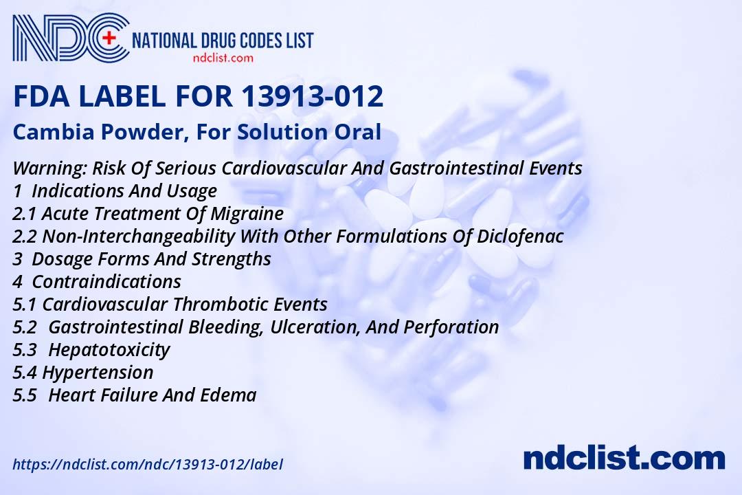 FDA Label for Cambia Powder, For Solution Oral - Indications, Usage ...