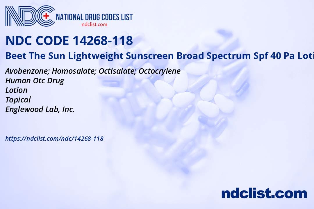 NDC 14268-118 Beet The Sun Lightweight Sunscreen Broad Spectrum Spf 40 ...