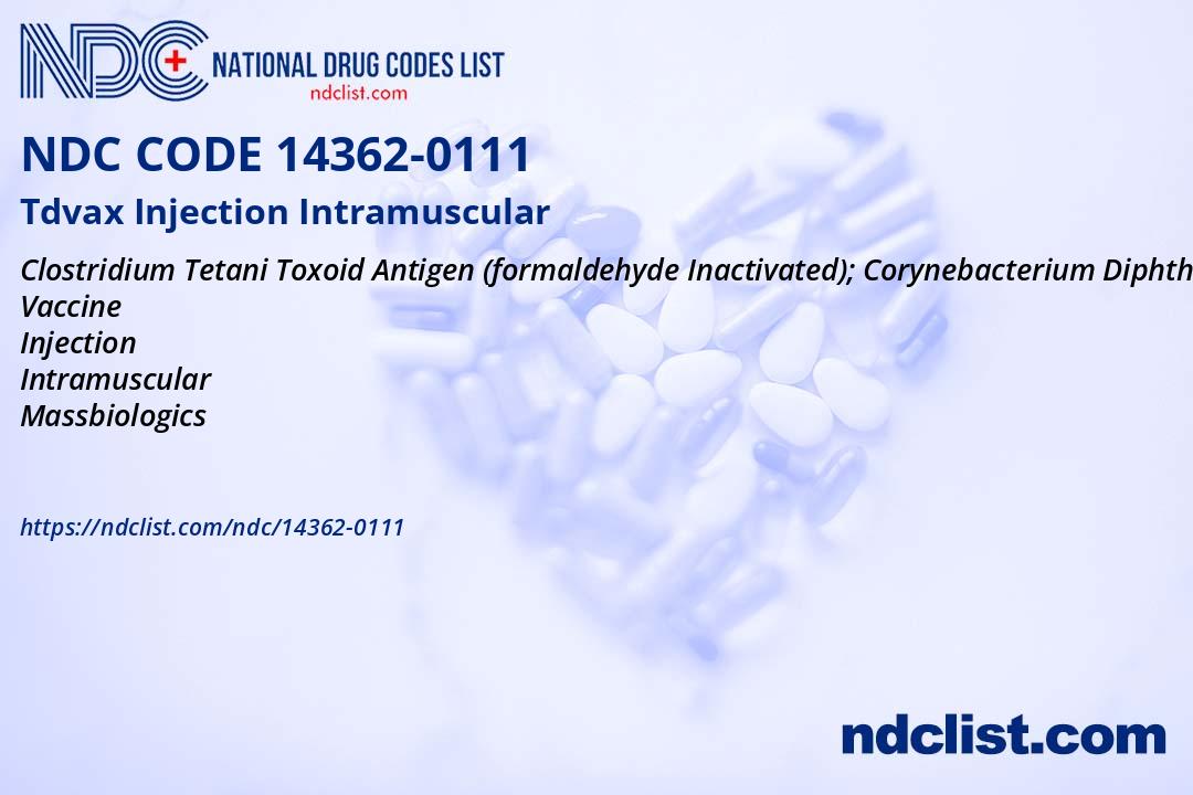 Tdvax NDC 14362-0111