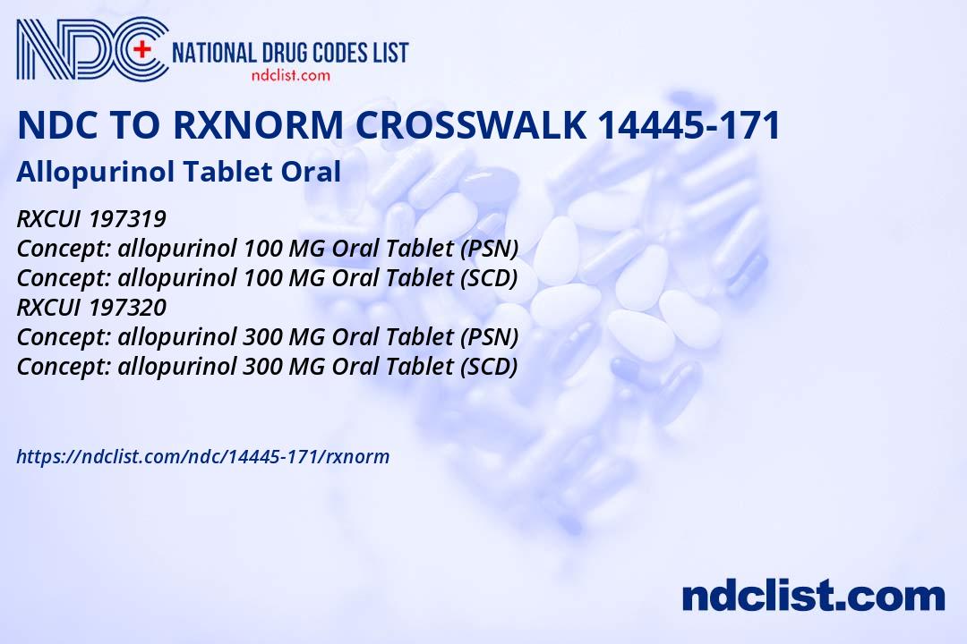 Allopurinol Tablet RxNorm Crosswalk - NDC 14445-171